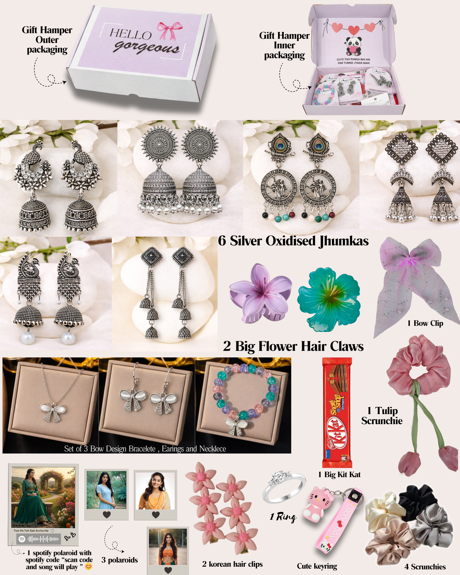 21-Piece Bow Design Exclusive Girls Accessory Gift Box with Jewelry, C ...